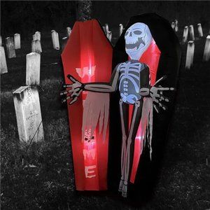 Holiday | Halloween Inflatable 6ft Coffin Skeleton Skull With Builtin ...